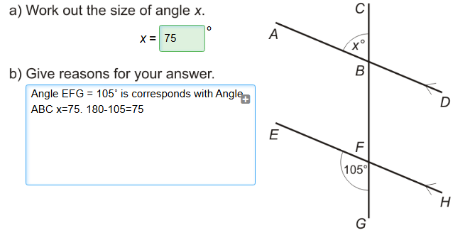 a) Work out the size of angle x. $x = 75^{ | StudyX