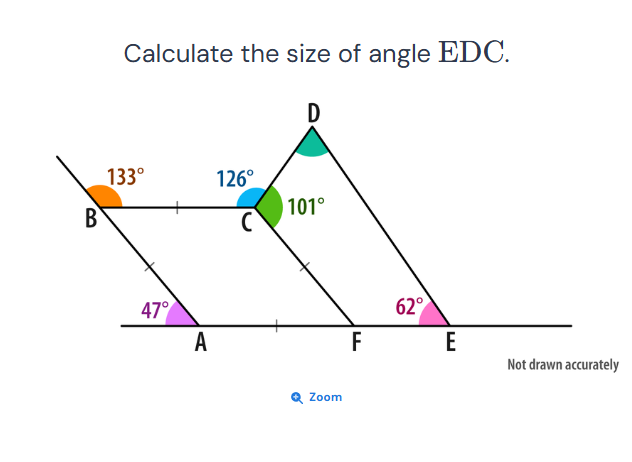 Calculate the size of angle EDC. Angles are | StudyX
