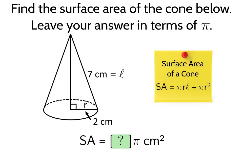 Find the surface area of the cone below. | StudyX