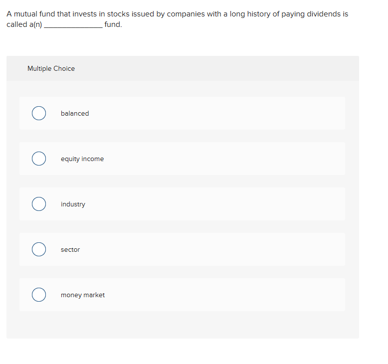 A mutual fund that invests in stocks issued | StudyX