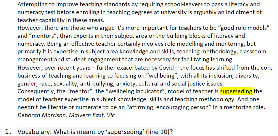 1. Vocabulary: What is meant by | StudyX