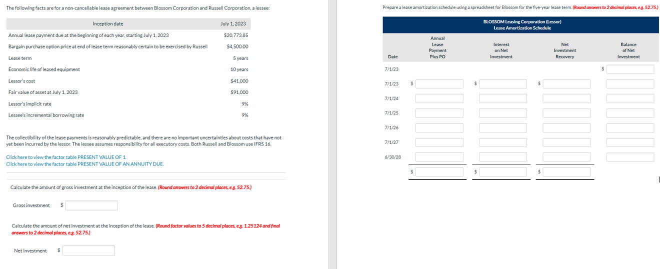 Prepare a lease amortization schedule using | StudyX