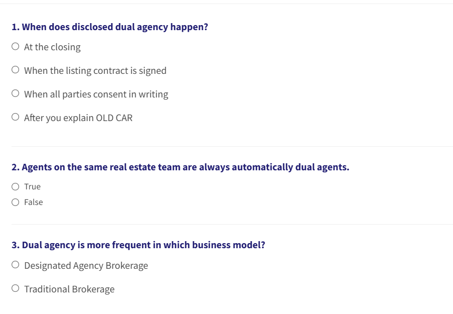 1. When does disclosed dual agency happen? | StudyX
