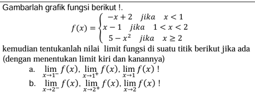 Gambarlah grafik fungsi berikut !. $f(x) = | StudyX