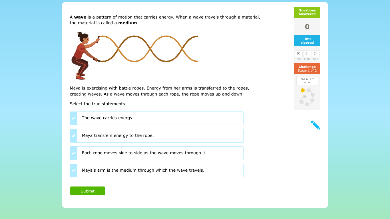 A wave is a pattern of motion that carries | StudyX