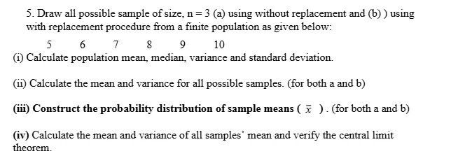 5. Draw all possible sample of size, n = 3 | StudyX