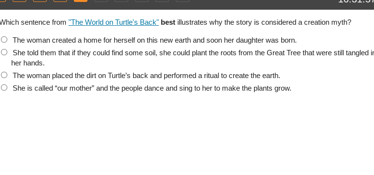 Which sentence from "The World on Turtle's