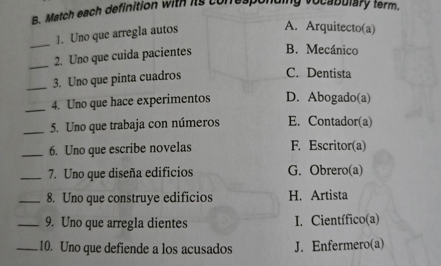B. Match each definition with its | StudyX