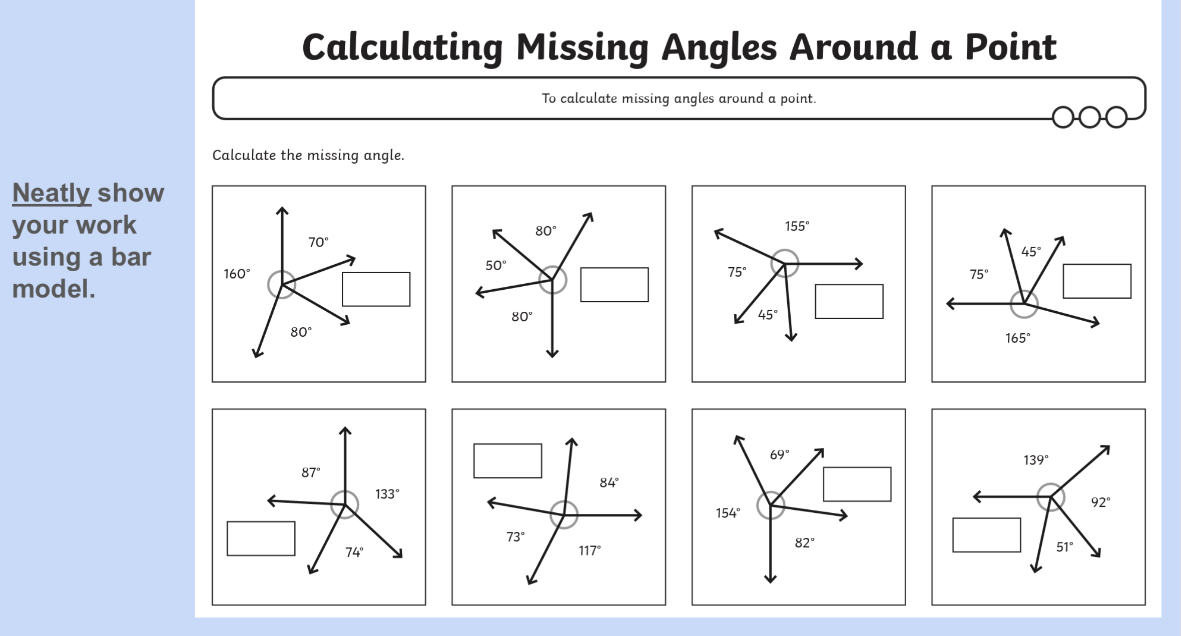 Calculate the missing angle. Each image | StudyX