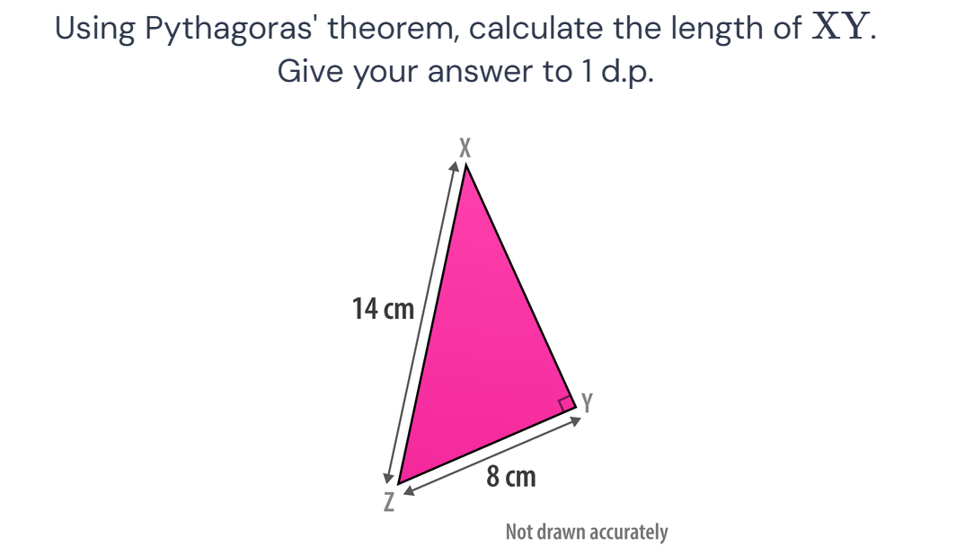 Using Pythagoras' theorem, calculate the | StudyX