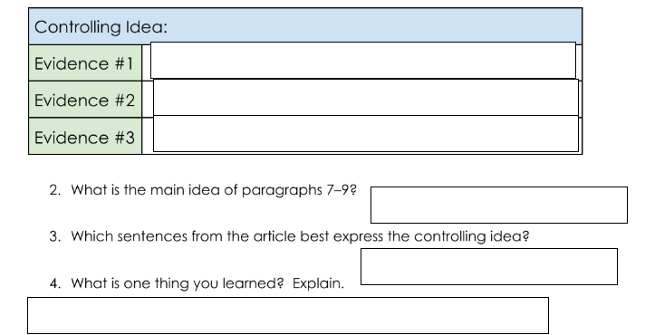 Controlling Idea: Evidence #1 Evidence #2 | StudyX