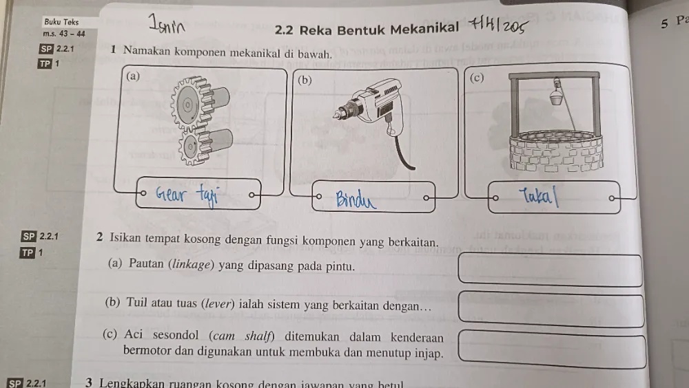 1 Namakan komponen mekanikal di bawah. (a) | StudyX