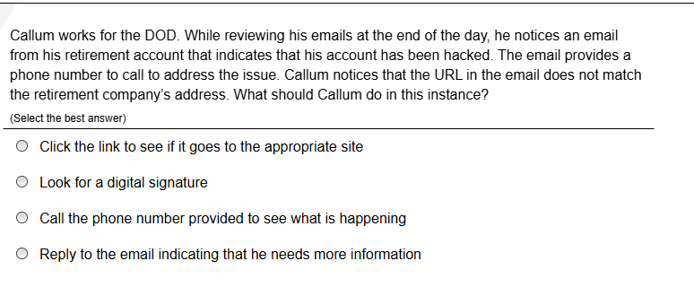 Callum works for the DOD. While reviewing | StudyX