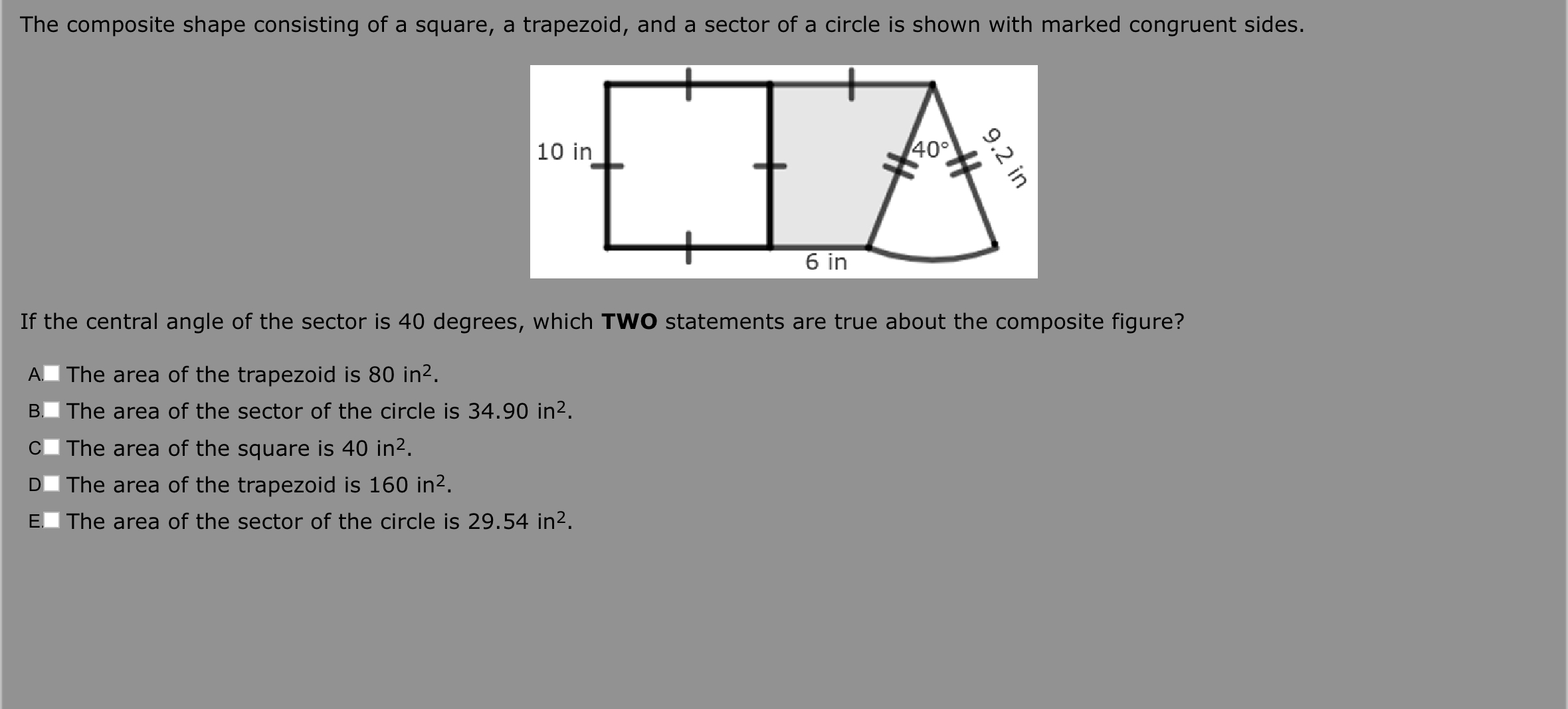 The composite shape consisting of a square, | StudyX