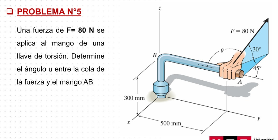 PROBLEMA N°5 Una fuerza de F= 80 N se | StudyX