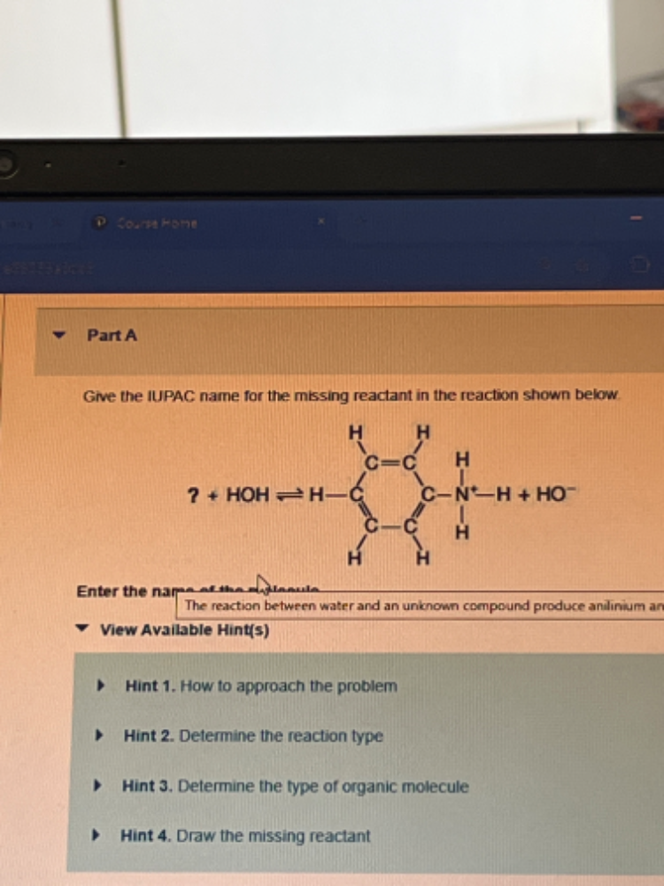 Give the IUPAC name for the missing reactant | StudyX