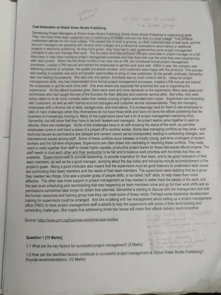 Question 1 [15 Marks] 1.1 What are the key | StudyX