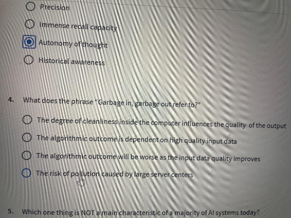 Precision Immense recall capacity Autonomy | StudyX