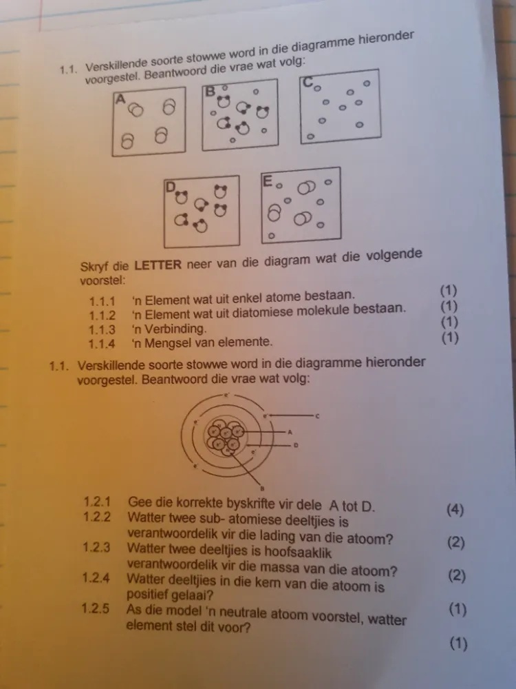 1.1. Verskillende soorte stowwe word in die | StudyX