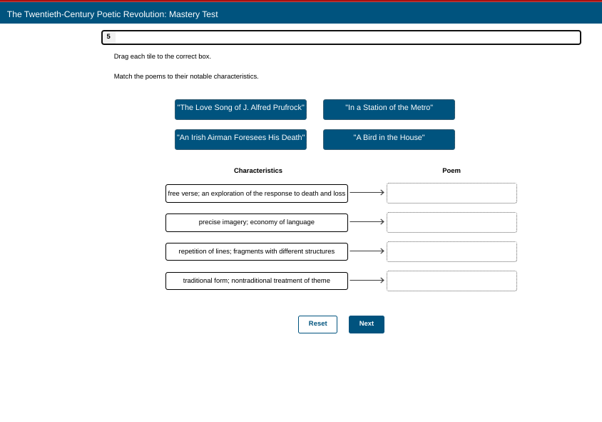 Match the poems to their notable | StudyX
