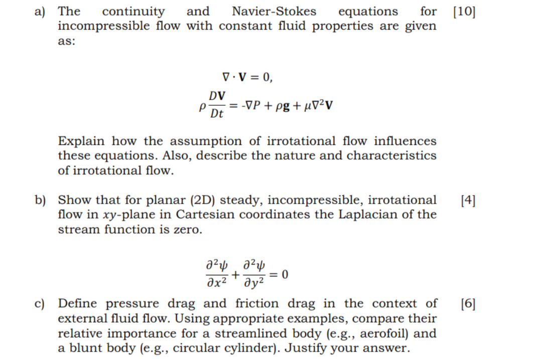 a) The continuity and Navier-Stokes | StudyX