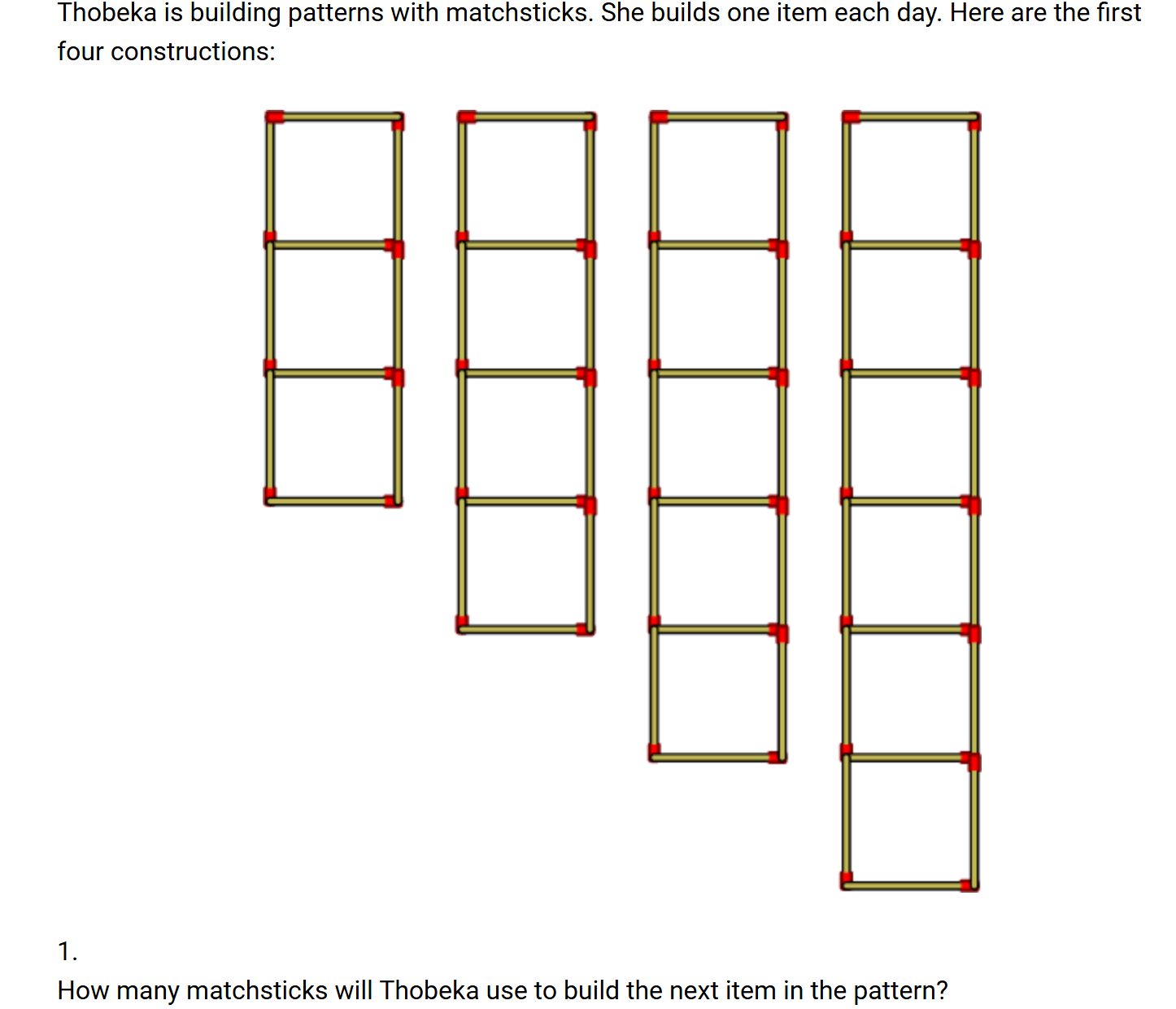 Thobeka is building patterns with | StudyX