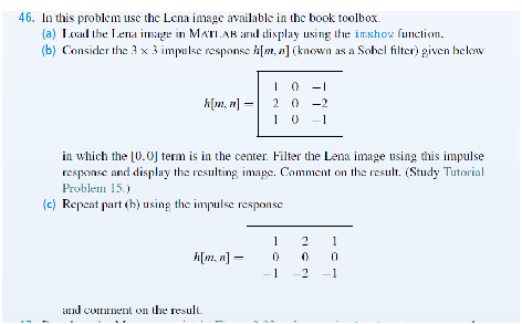 46. In this problem use the Lena image | StudyX