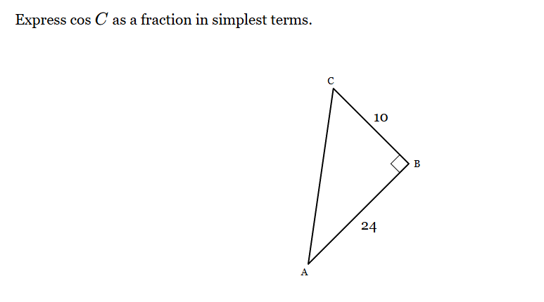 Express cos C as a fraction in simplest | StudyX