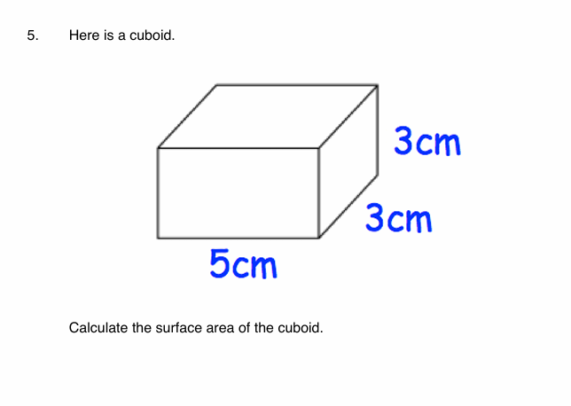 Here is a cuboid. Calculate the surface | StudyX