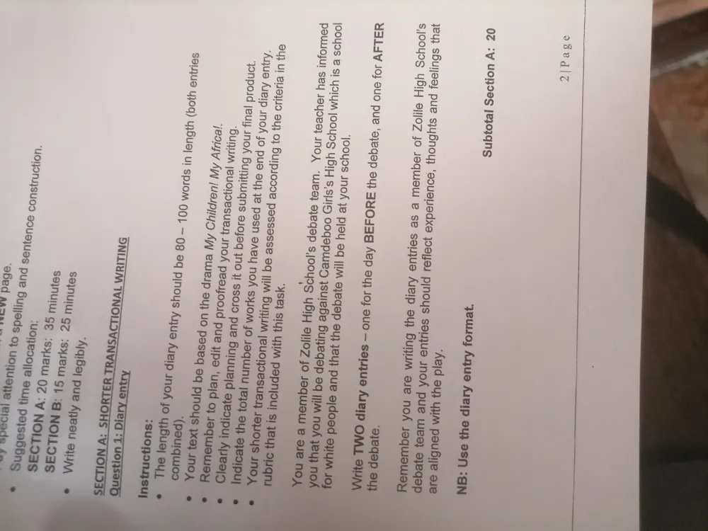 SECTION A: SHORTER TRANSACTIONAL WRITING | StudyX