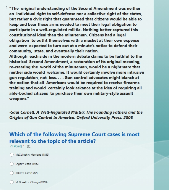 1. "The original understanding of the Second | StudyX