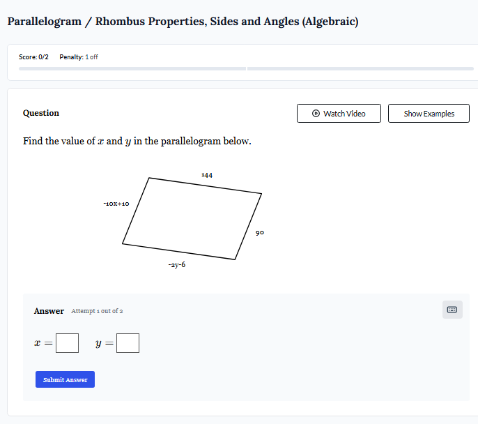 Find the value of *x* and *y* in the | StudyX
