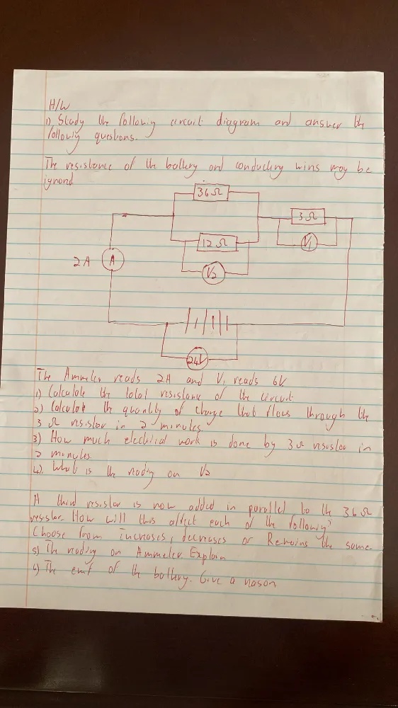Study the following circuit diagram and | StudyX