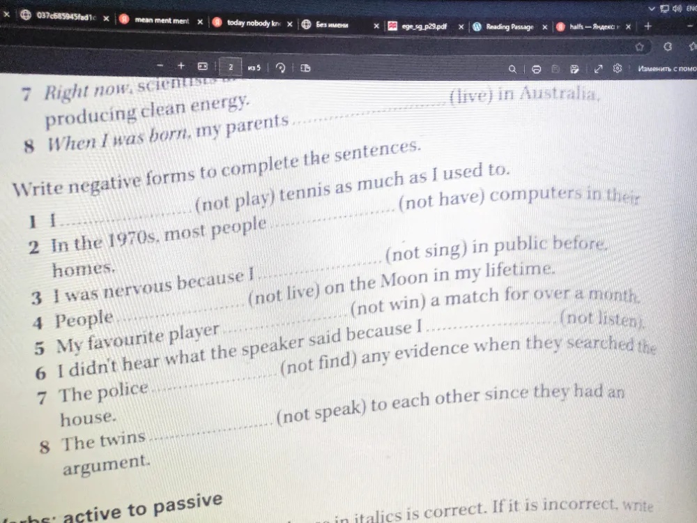 Write negative forms to complete the | StudyX