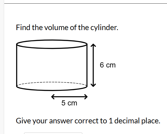 Find the volume of the cylinder. The height | StudyX