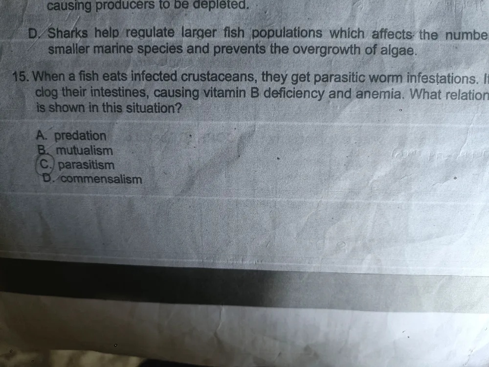 15. When a fish eats infected crustaceans, | StudyX