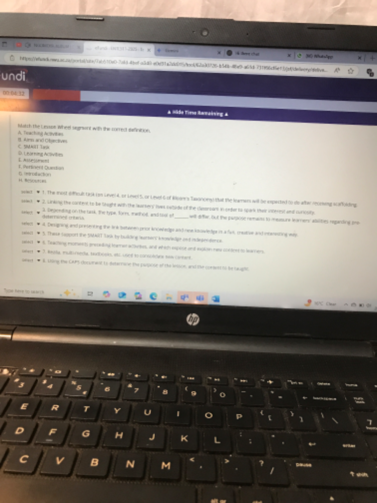 Match the Lesson Wheel segment with the | StudyX