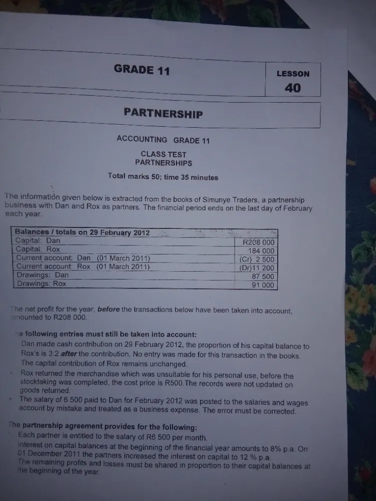 GRADE 11 PARTNERSHIP ACCOUNTING GRADE 11