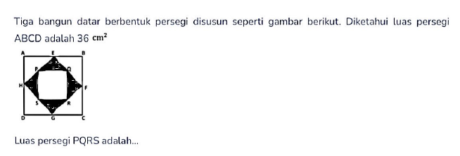 Tiga bangun datar berbentuk persegi disusun | StudyX