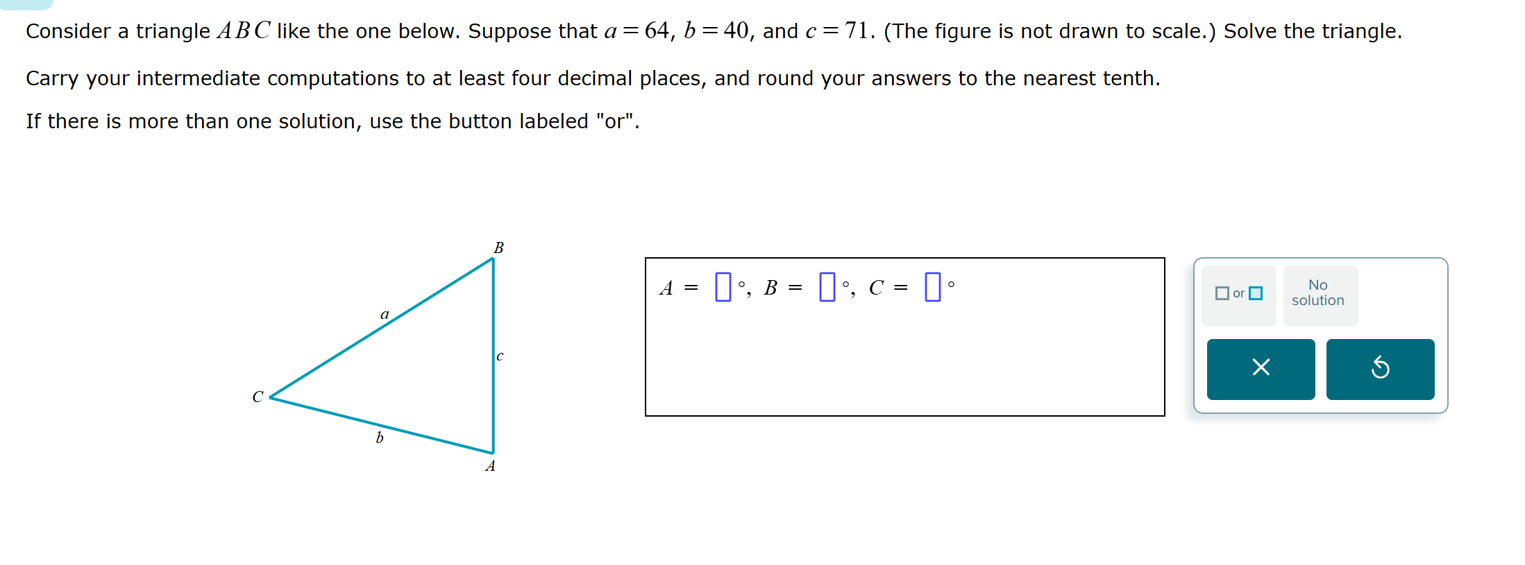 Consider a triangle $ABC$ like the one | StudyX