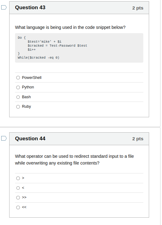 Question 43 What language is being used in | StudyX