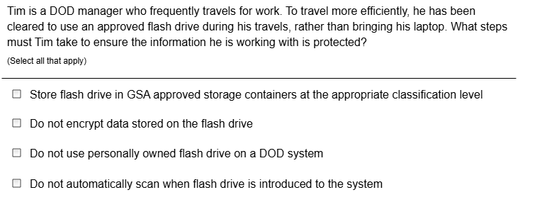 Tim is a DOD manager who frequently travels | StudyX