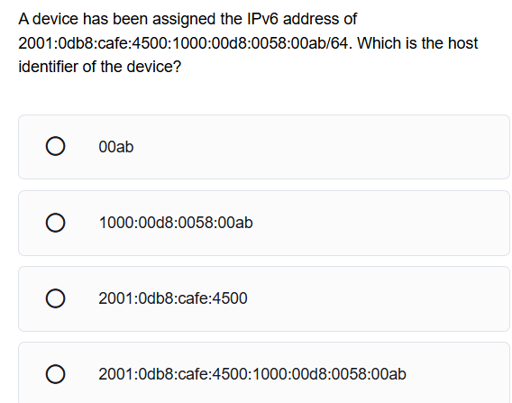 A device has been assigned the IPv6 address