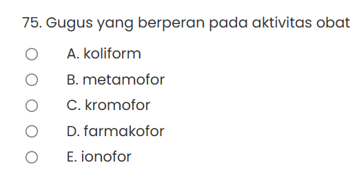 Gugus yang berperan pada aktivitas obat A.
