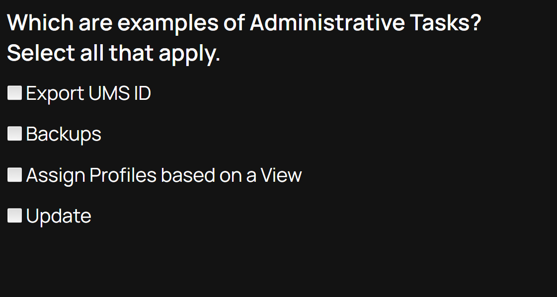Which are examples of Administrative Tasks? | StudyX
