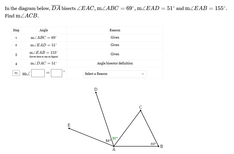 In the diagram below, $ {DA}$ bisects