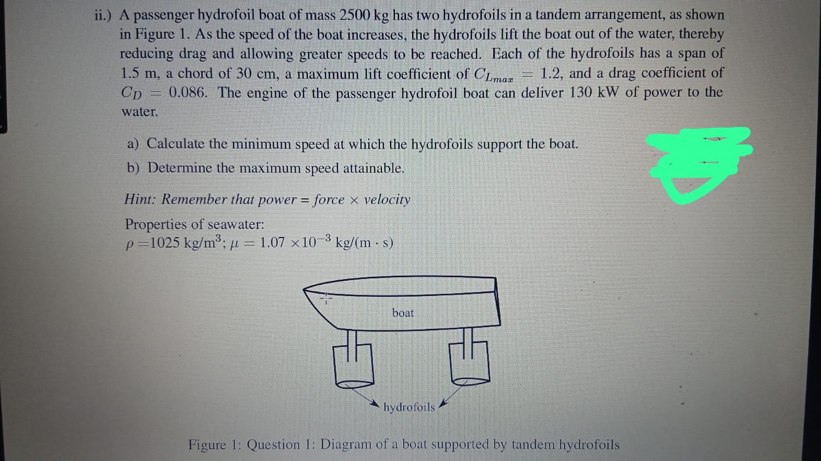 ii.) A passenger hydrofoil boat of mass 2500 | StudyX