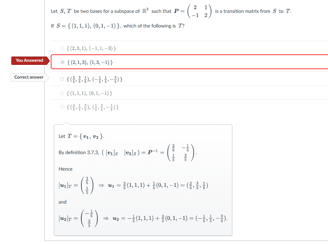 Let $S, T$ be two bases for a subspace of $ | StudyX