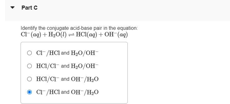 Identify the conjugate acid-base pair in the | StudyX