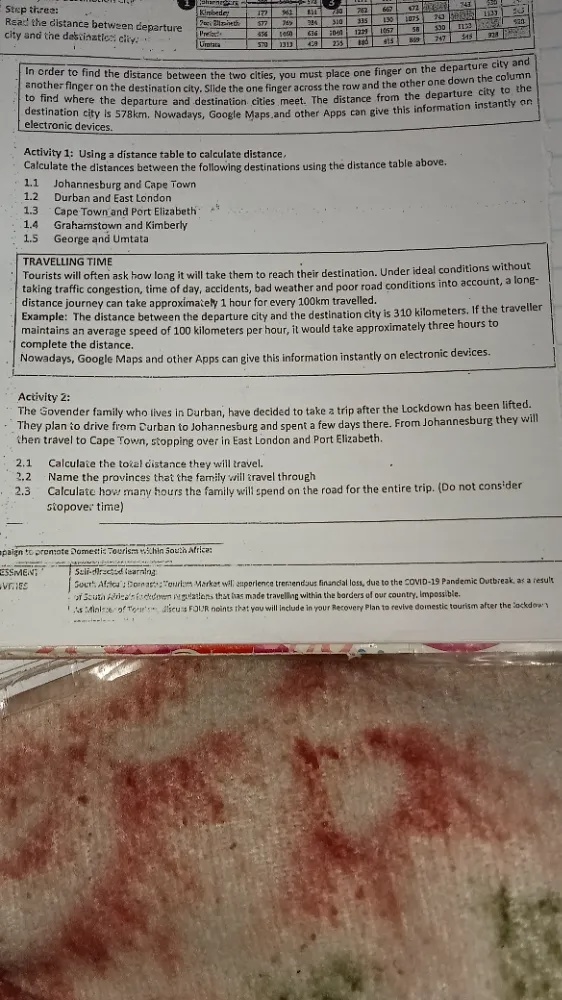Activity 1: Using a distance table to | StudyX
